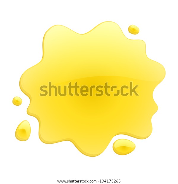Yellow blotch isolated on white background. Paint or juice spot.