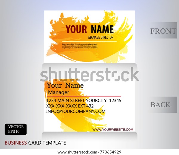 Yellow Brush Banner Name Card Design Stock Vector (Royalty Free ...