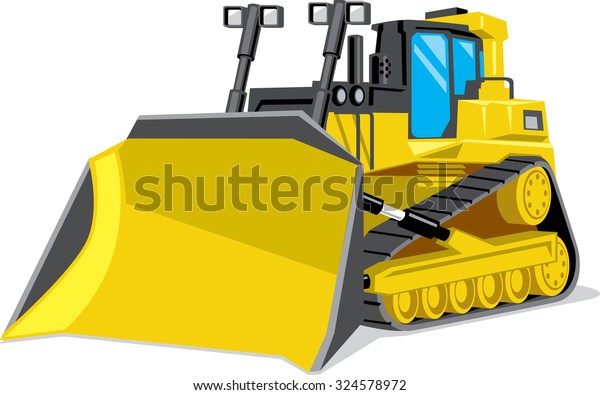 Yellow Building Bulldozer Vector Illustration Stock Vector (Royalty ...