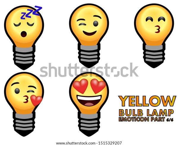 Yellow Bulb Lamp Emoticons Several Expressions Stock Vector (Royalty ...