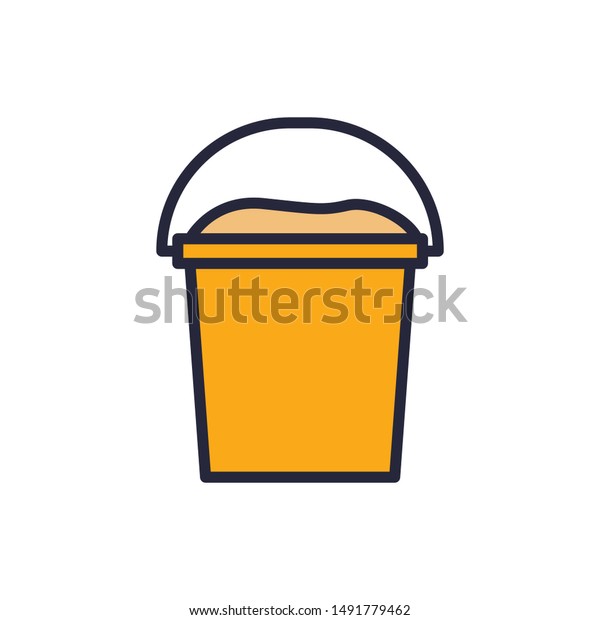 Yellow Busket Icon Flat Style Isolated Stock Vector (Royalty Free ...