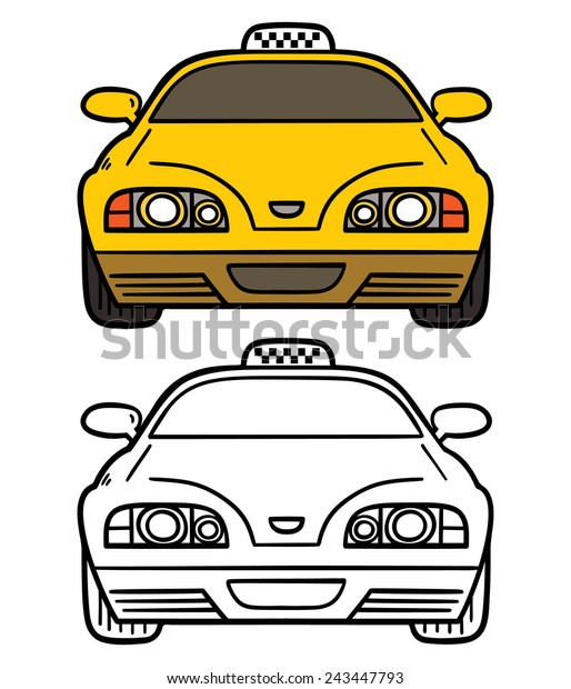 Yellow Cab Vector Illustration Coloring Page Stock Vector (Royalty Free ...