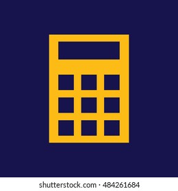 Yellow Calculator Icon Vector Blue Background Stock Vector (Royalty ...