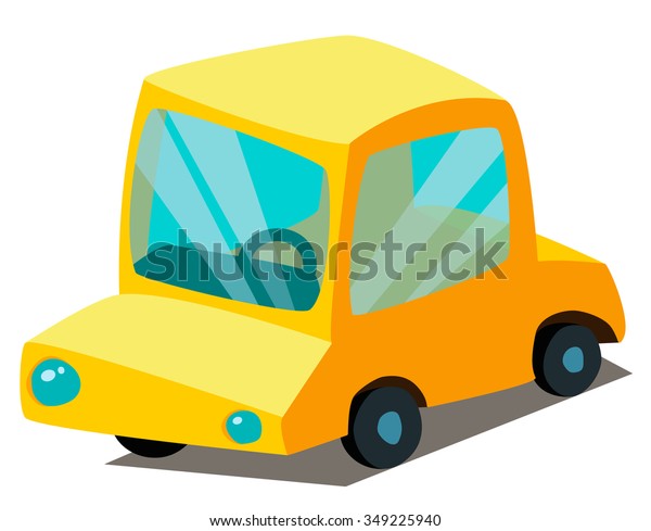 Yellow Cartoon Car Stock Vector (Royalty Free) 349225940 | Shutterstock