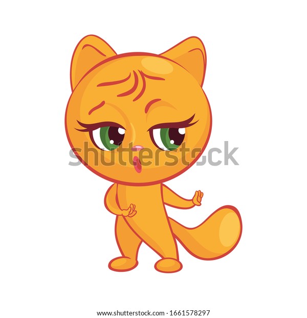 Yellow Cat Character Expressing Negativity Stock Vector (Royalty Free ...