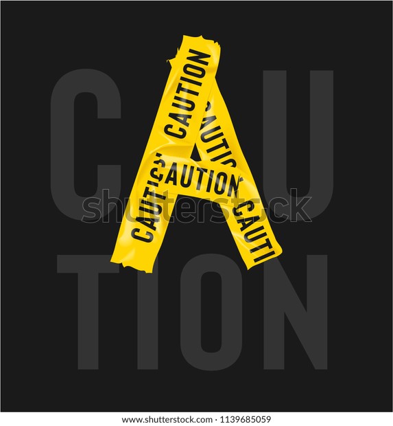 Yellow Cation Tape Forming Caution Word Stock Vector (Royalty Free ...