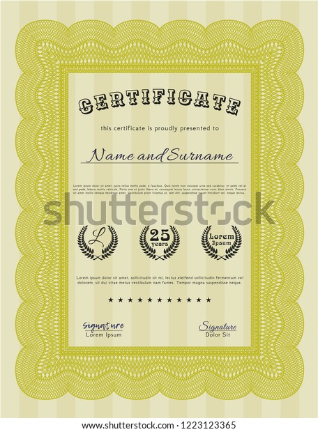 Yellow Certificate Background Vector Illustration Money Stock Vector ...