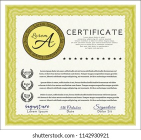 Yellow Certificate Template Background Detailed Retro Stock Vector ...