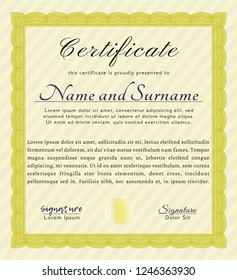 Yellow Certificate Diploma Template Customizable Easy Stock Vector ...