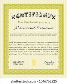 Yellow Certificate Achievement Template Beauty Design Stock Vector ...
