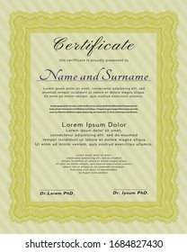Yellow Certificate Vector Illustration Easy Print Stock Vector (Royalty ...
