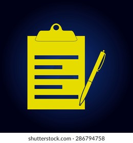 Yellow Checklist Icon Vector Pen On Stock Vector (Royalty Free ...