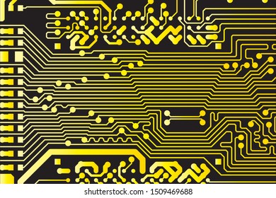 Yellow Circuit Board Vector Illustration Black Stock Vector (Royalty ...