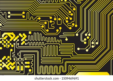 Yellow Circuit Board Vector Illustration Black Stock Vector (Royalty ...