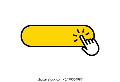 Yellow Click Button Hand Clicking Isolated Stock Vector (Royalty Free ...