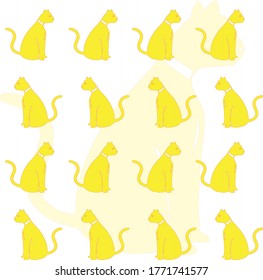 Yellow Color Cat Patterns On White Stock Vector (Royalty Free ...