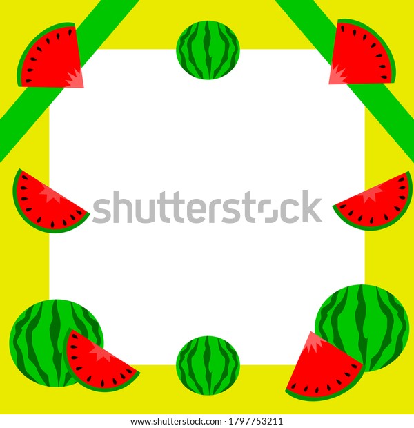 Yellow Color Watermelon Fruit Frame Design Stock Vector (Royalty Free ...