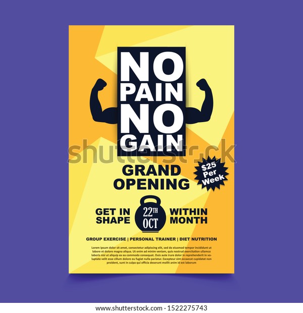 Yellow Colored Gym Poster Vector Template Stock Vector (Royalty Free ...