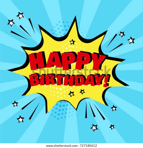 Yellow Comic Bubble Happy Birthday Word Stock Vector (Royalty Free ...
