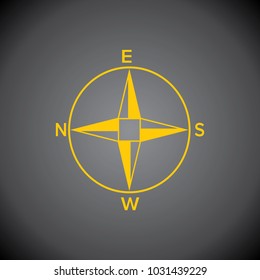 Yellow Compass Icon On Black Background: vector de stock (libre de ...