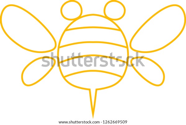 Yellow Cute Bee Outline Stock Vector (Royalty Free) 1262669509 ...