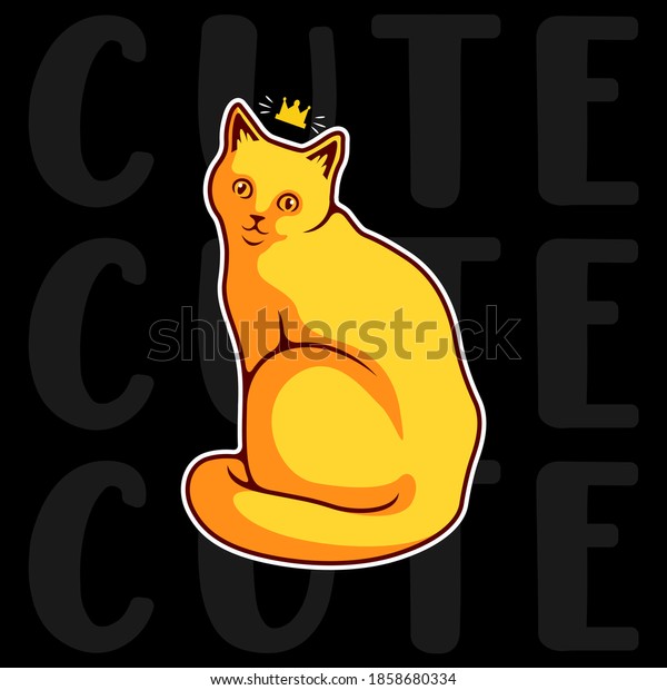 Yellow Cute Cat Happy Smiling Face Stock Vector (Royalty Free ...