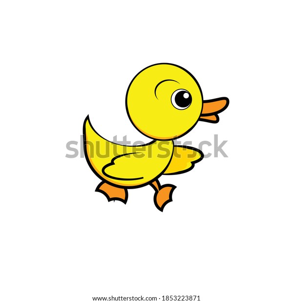 Yellow Cute Duck Illustration Design Stock Vector (Royalty Free ...