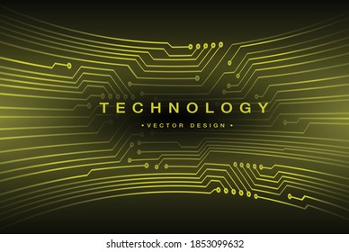 Yellow Cyber Circuit Future Technology Concept Stock Vector (Royalty ...