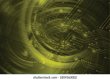 Yellow Cyber Circuit Future Technology Concept Stock Vector (Royalty ...