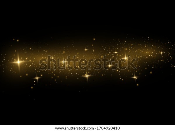 Polvo amarillo. La luz hermosa brilla. Las partículas de polvo vuelan ...