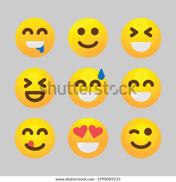 Yellow Emoji Set Isolated On White Stock Vector (Royalty Free ...