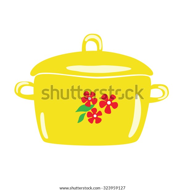 Yellow Enamel Pot Floral Patterns Vector Stock Vector (Royalty Free ...