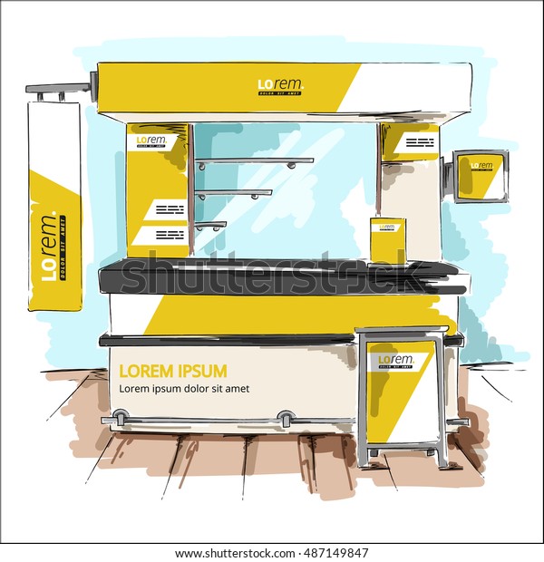 Yellow Exhibition Stand Design Booth Template Stock Vector (Royalty ...