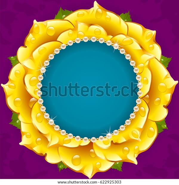 Yellow Floral Circle Frame Flower Rose Stock Vector (Royalty Free ...