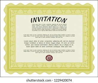 Yellow Formal Invitation Template Customizable Easy Stock Vector ...