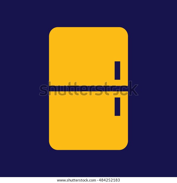 Yellow Fridge Vector Icon Blue Background Stock Vector (Royalty Free ...