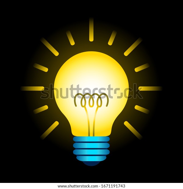 Yellow Glowing Filament Light Bulb On Stock Vector (Royalty Free ...