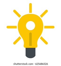 Yellow Glowing Light Bulb Icon Flat Stock Vector (Royalty Free ...