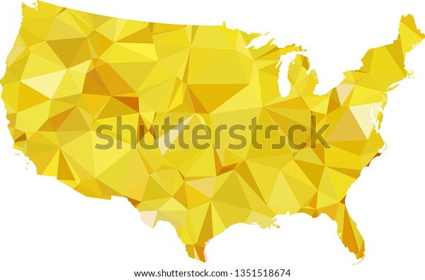 Yellow Gold Usa Map Low Poly Stock Vector (Royalty Free) 1351518674 ...