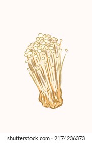 Yellow Golden Simple Cute Enoki Mushroom Stock Vector (Royalty Free ...
