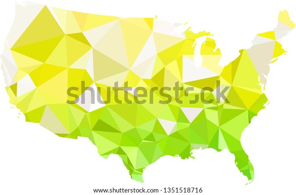 Yellow Green Usa Map Low Poly Stock Vector (Royalty Free) 1351518716 ...