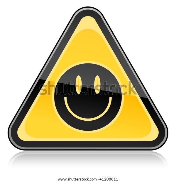 Yellow Hazard Warning Sign Smiley Face Stock Vector (Royalty Free) 41208811