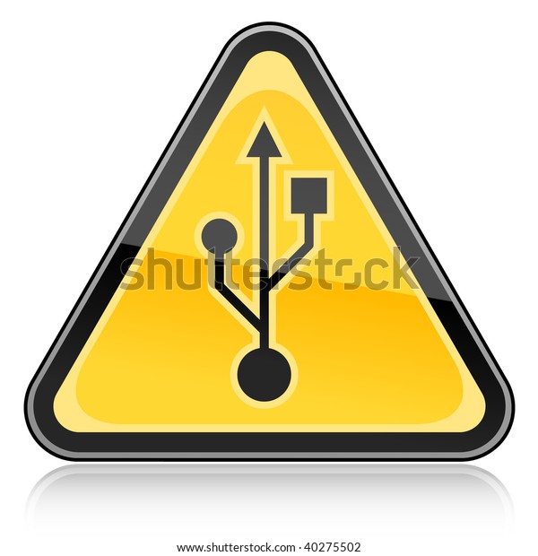 Yellow Hazard Warning Sign Usb Symbol Stock Vector (Royalty Free ...
