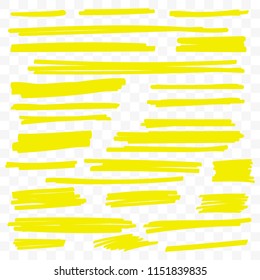 Yellow Highlight Marker Lines Highlighter Strokes Stock Vector (Royalty ...
