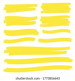 Yellow Highlight Marker Lines Highlighter Strokes Stock Vector (Royalty ...
