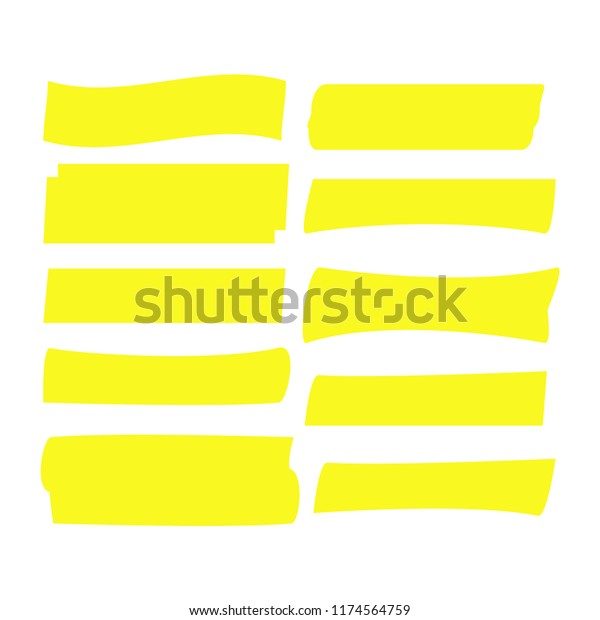 Yellow Highlight Marker Lines Highlighter Strokes Stock Vector (Royalty ...
