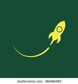 Yellow Icon Rocket Isolated On Dark Stock Vector (Royalty Free ...
