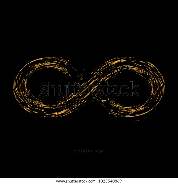 Yellow Infinity Symbol On Black Background Stock Vector (Royalty Free ...