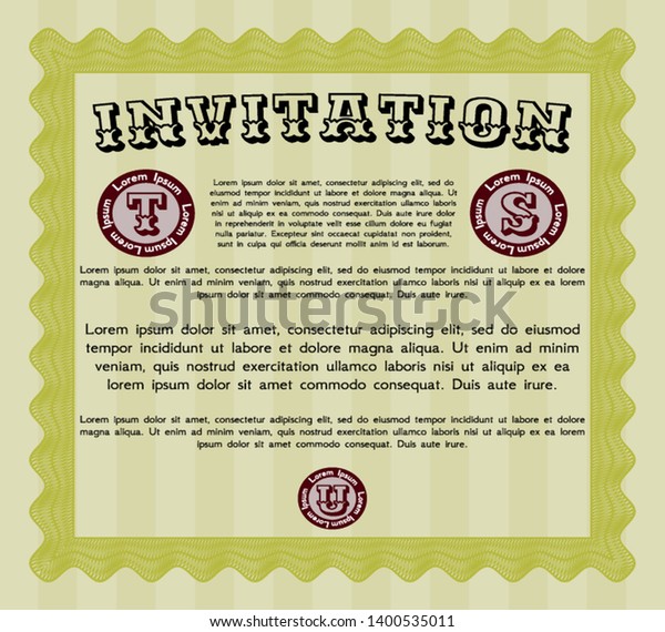 Yellow Invitation Cordial Design Complex Linear Stock Vector (Royalty ...