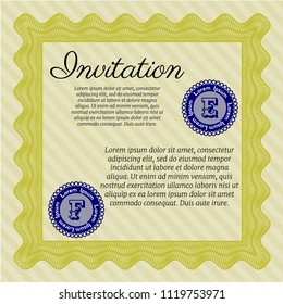 Yellow Invitation Template Money Pattern Design Stock Vector (Royalty ...